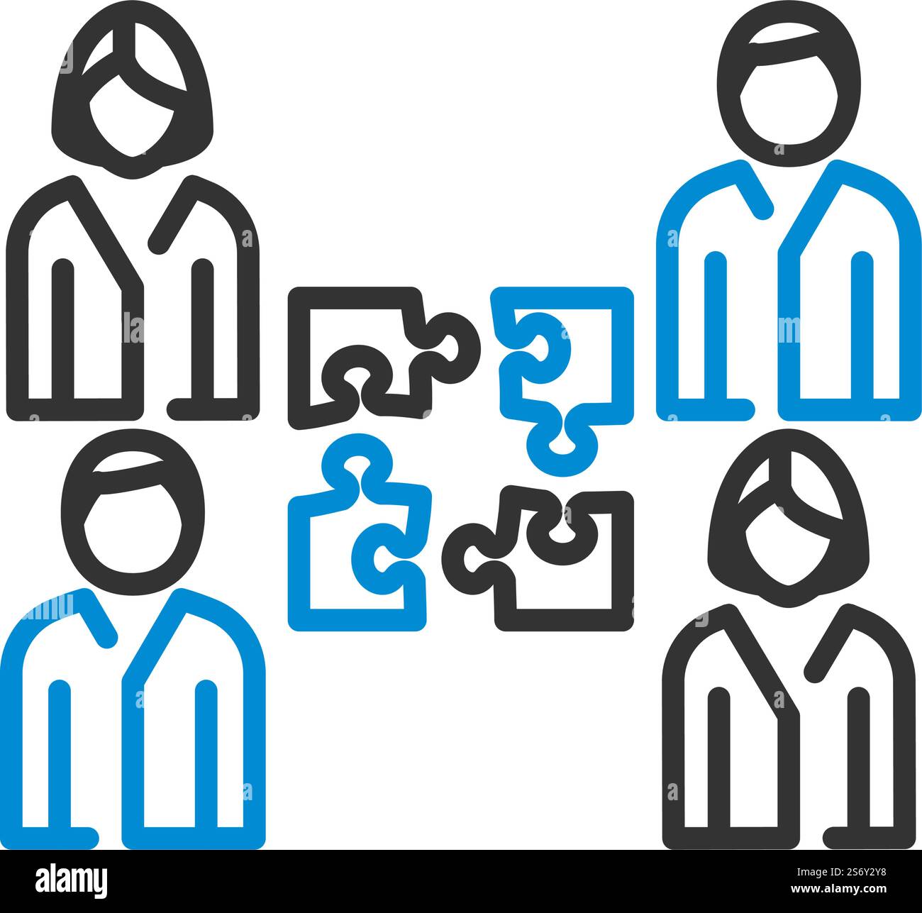 Corporate Team Icon. Editable Bold Outline With Color Fill Design ...