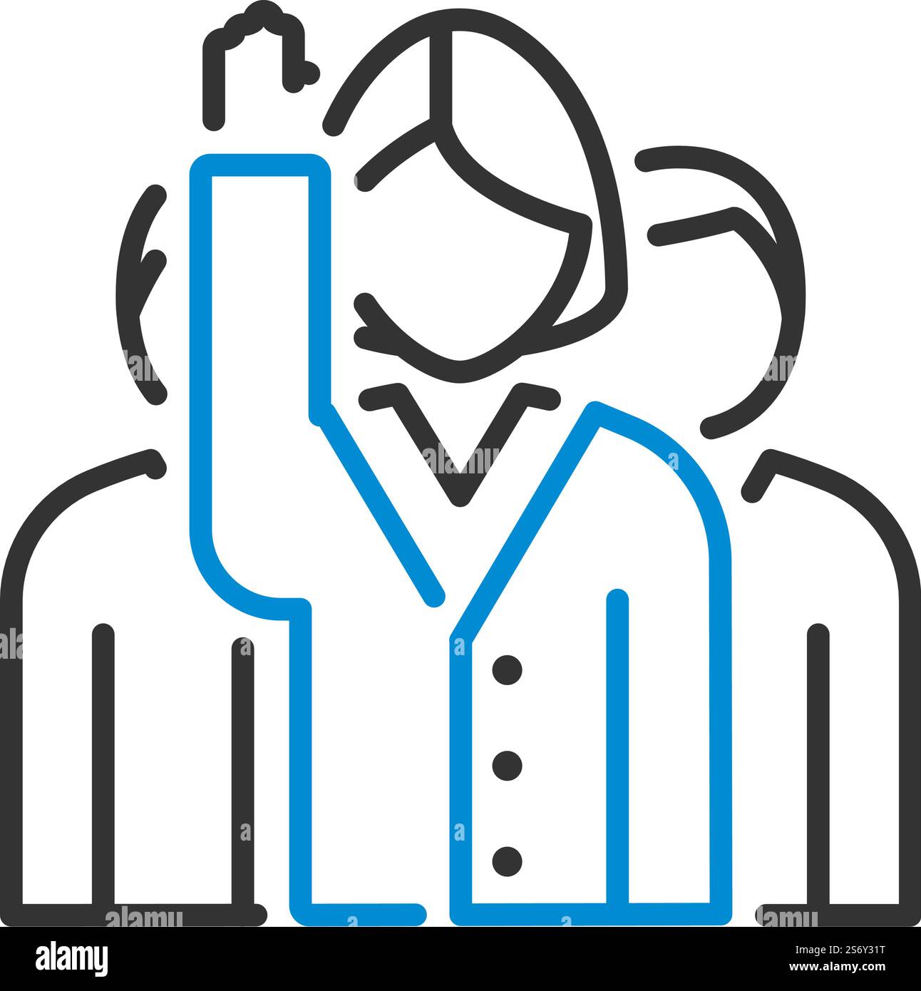 Voting Lady With Men Behind Icon. Editable Bold Outline With Color Fill ...