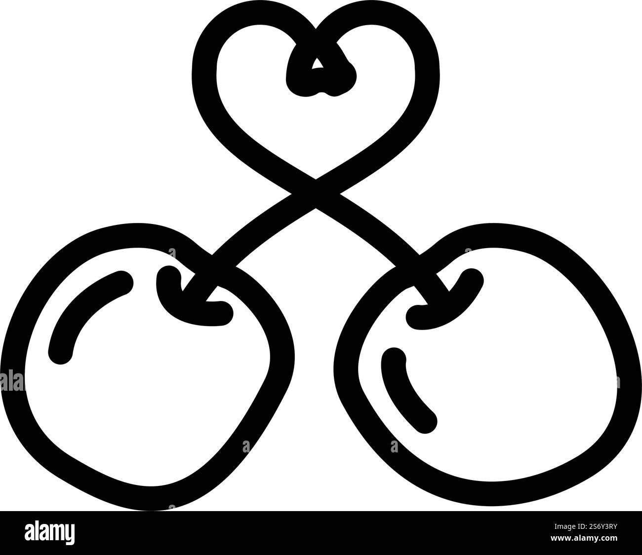two heart shaped cherries line icon vector. two heart shaped cherries ...