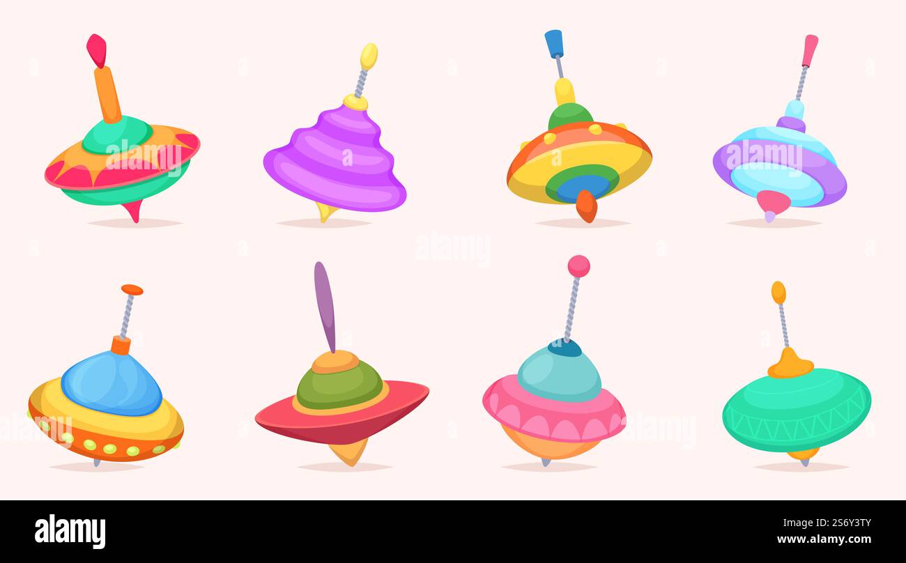 Top toys. Fun whirling distractions to children spinning rotation tops ...