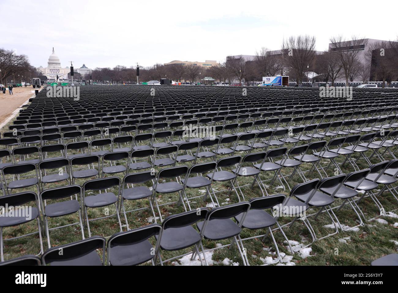 President Trump inauguration preparations in Washington DC, USA Workers ...