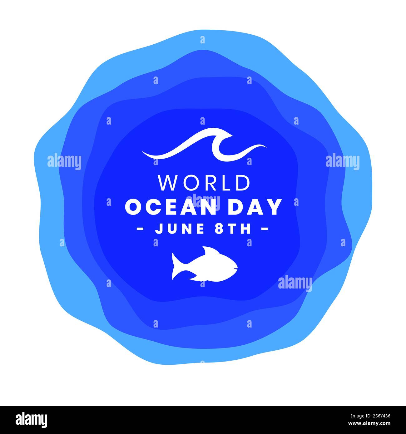 paper style world ocean day background with fish Stock Vector Image ...