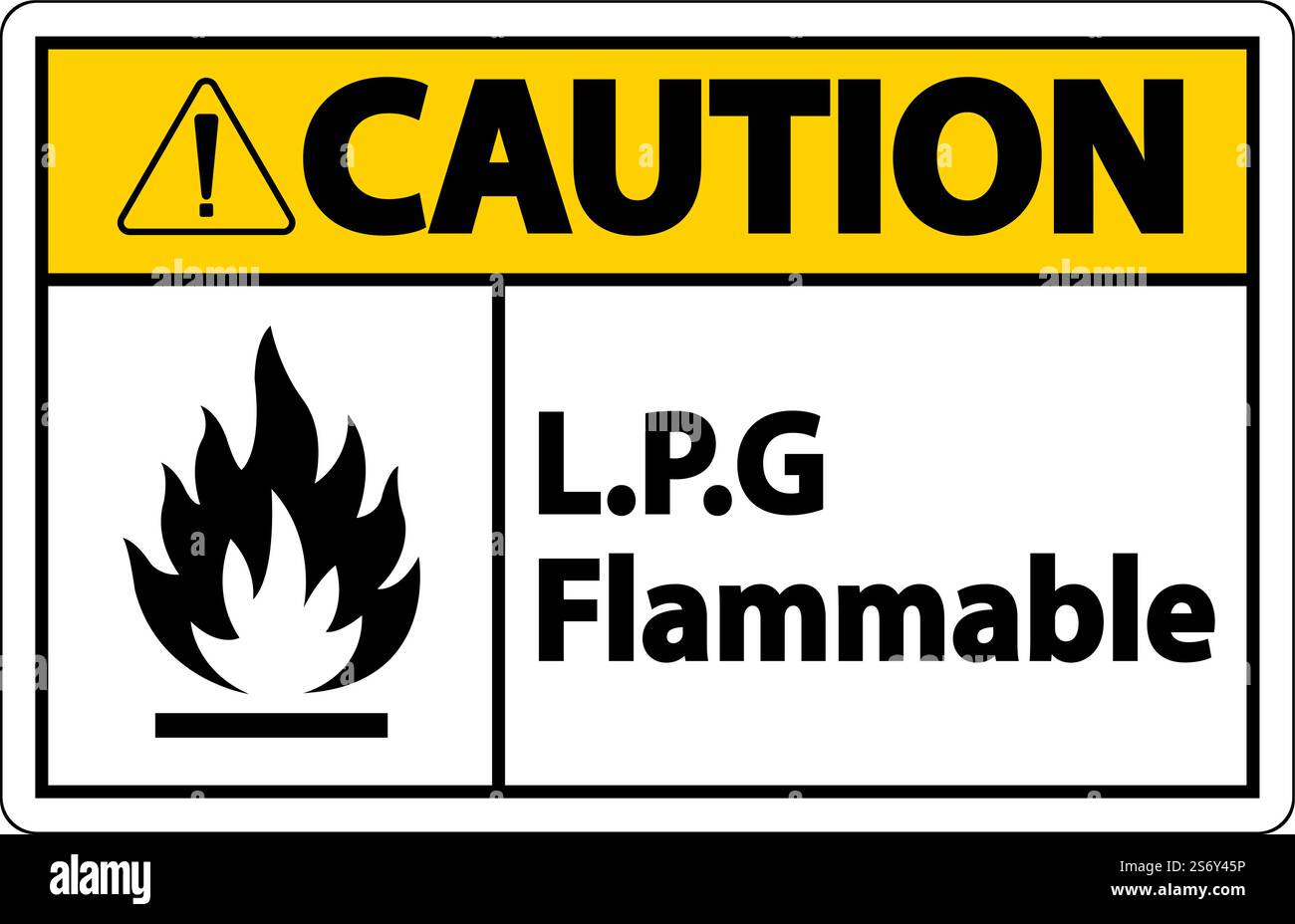 Caution L.P.G Flammable Symbol Sign On White Background Stock Vector ...