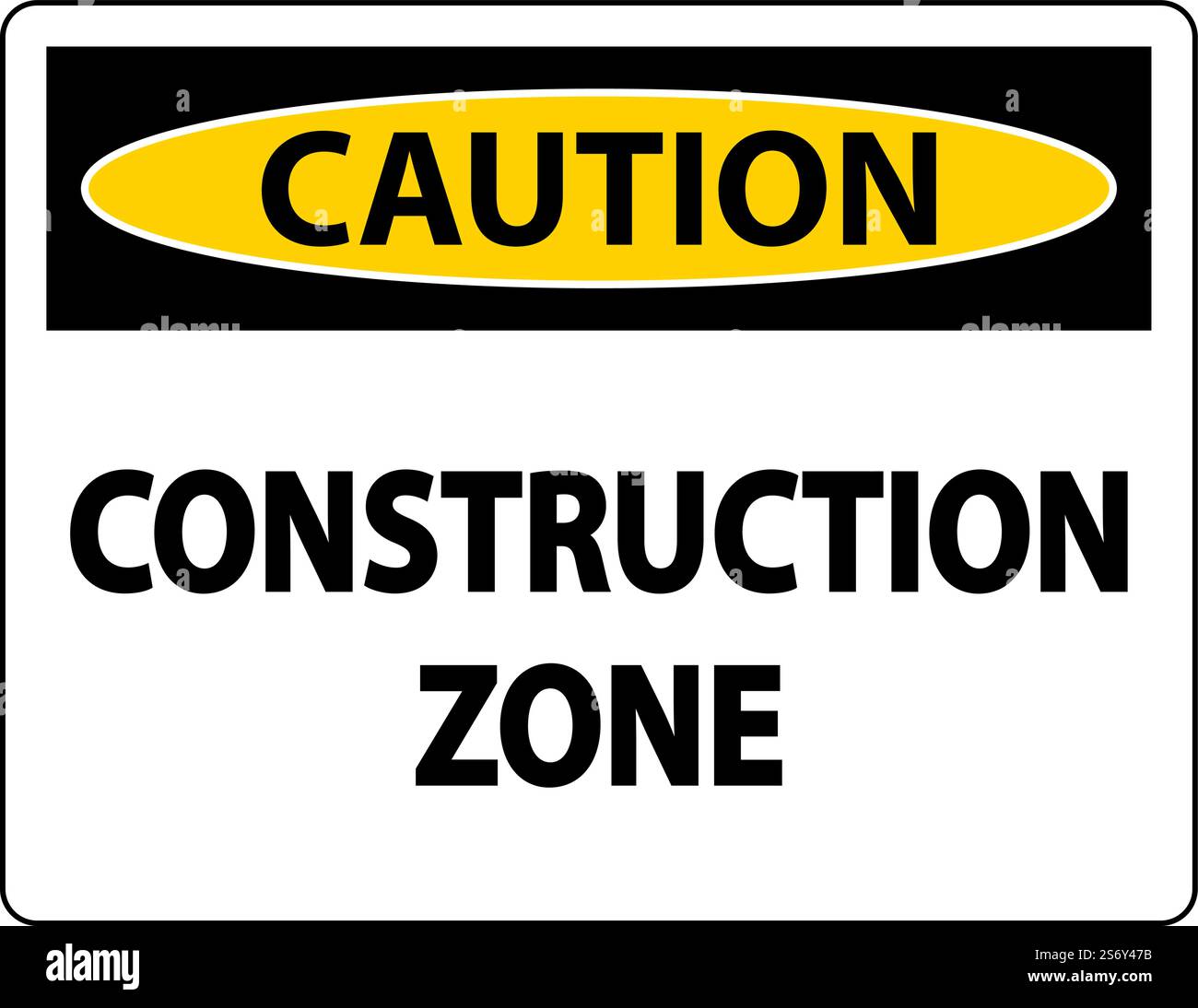 Caution Construction Zone Symbol Sign On White Background Stock Vector ...
