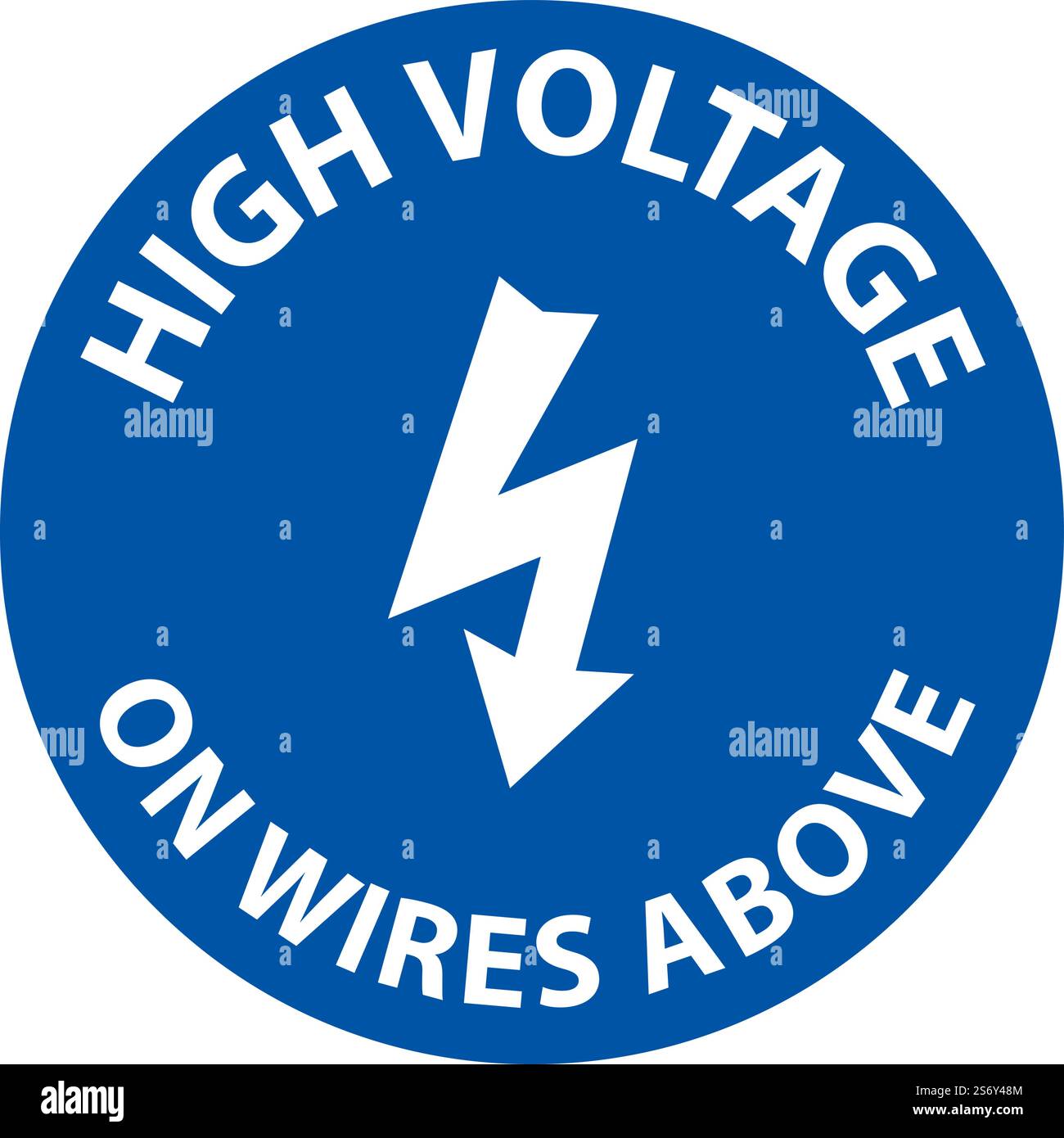 Notice High Voltage On Wires Above Sign On White Background Stock ...