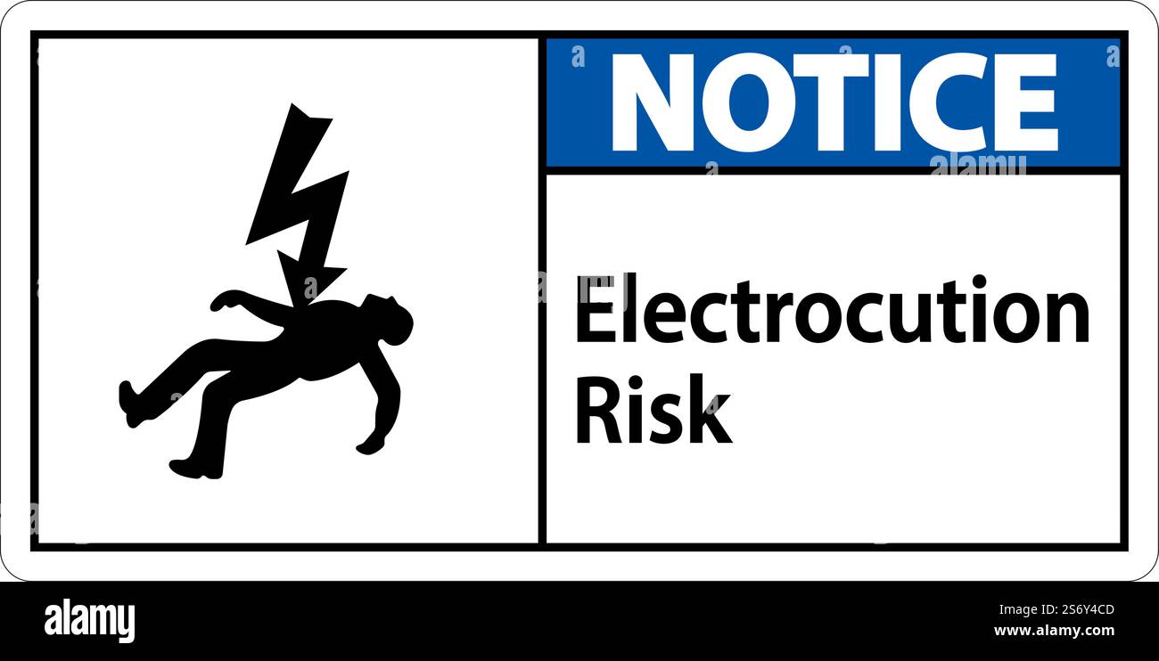 Notice Electrocution Risk Sign On White Background Stock Vector Image ...