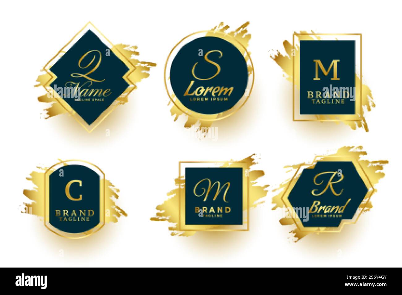 abstract golden monograms symbols or logotype frames collection Stock ...