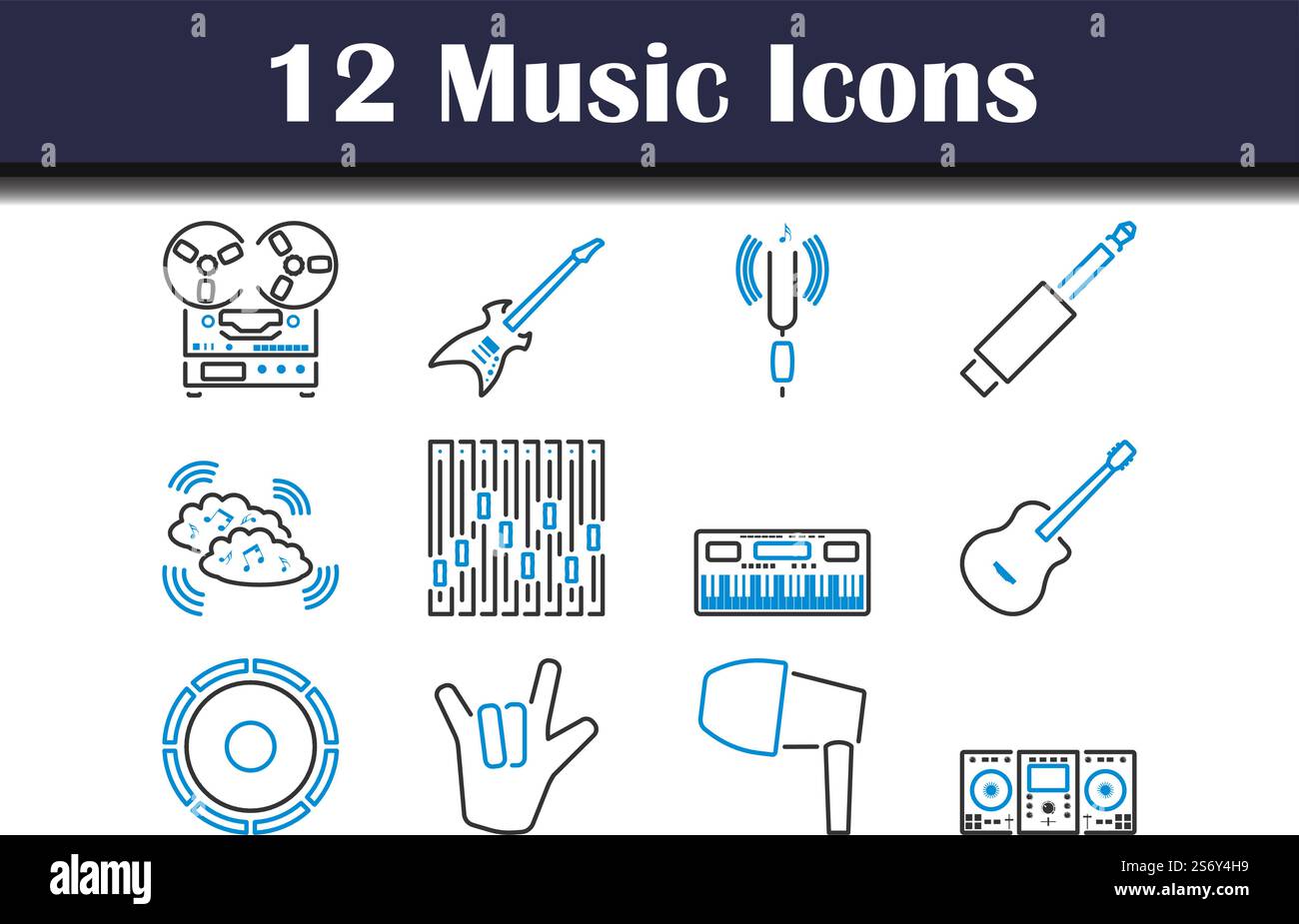 Music Icon Set. Editable Bold Outline With Color Fill Design. Vector ...