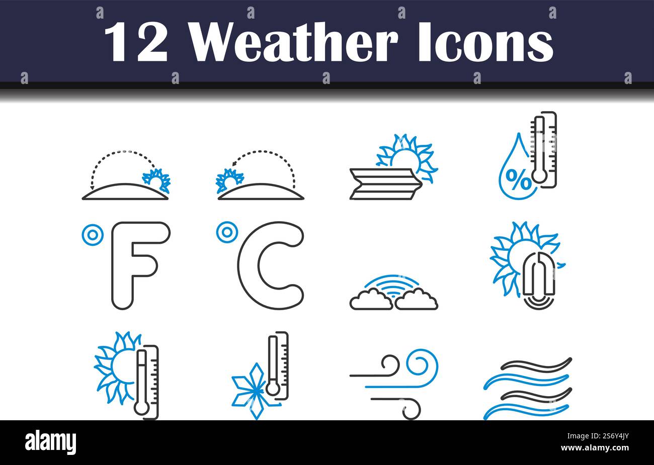 Weather Icon Set. Editable Bold Outline With Color Fill Design. Vector ...