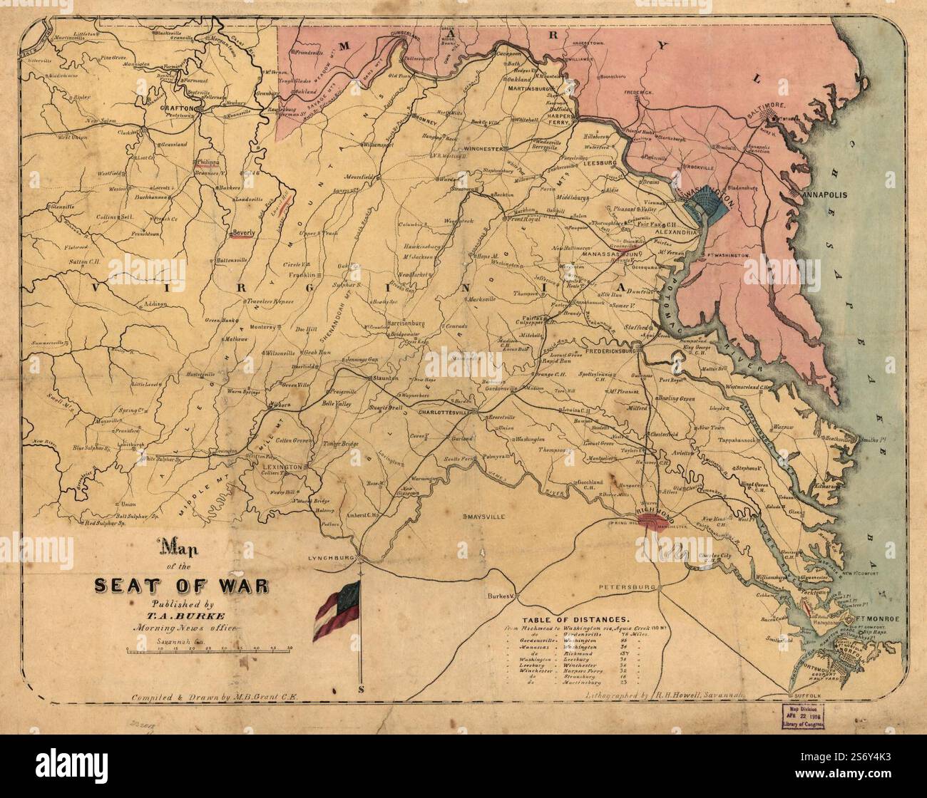 Map of the seat of war : [Virginia and Maryland] 1861 by Grant M. B ...