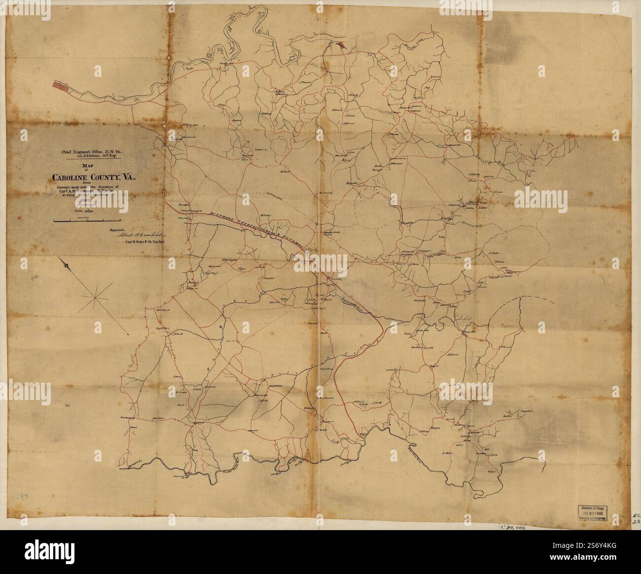 Map of Caroline County, Va. 1862 by Campbell Albert H. (Albert Henry ...