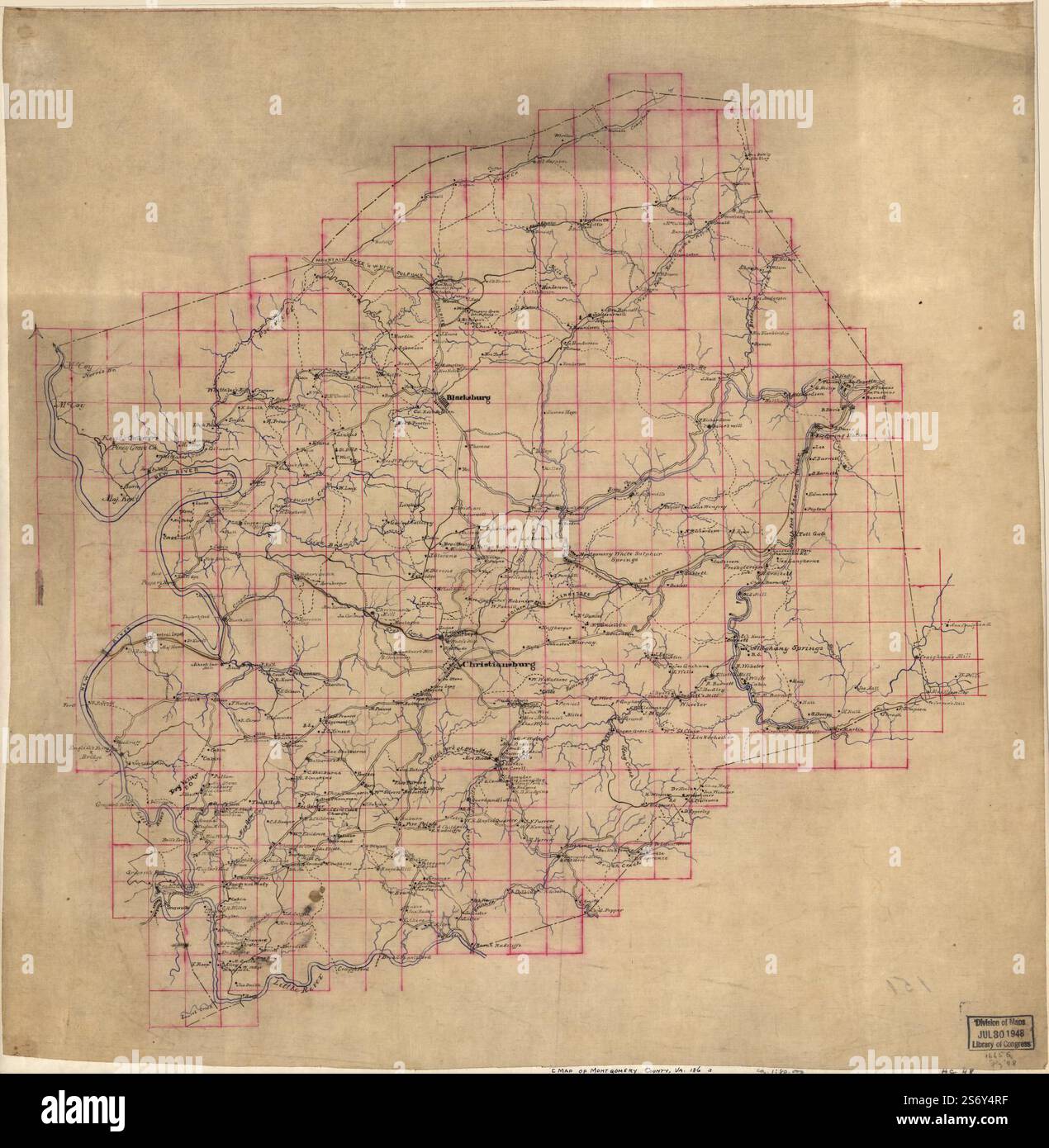 [Map of Montgomery County, Va.]. 1860 Stock Photo - Alamy