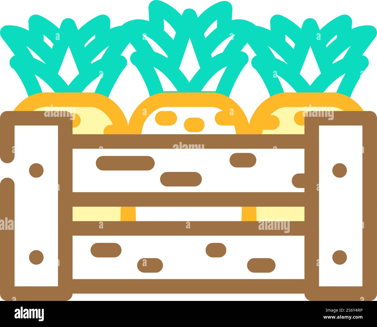 harvest box pineapple color icon vector. harvest box pineapple sign ...