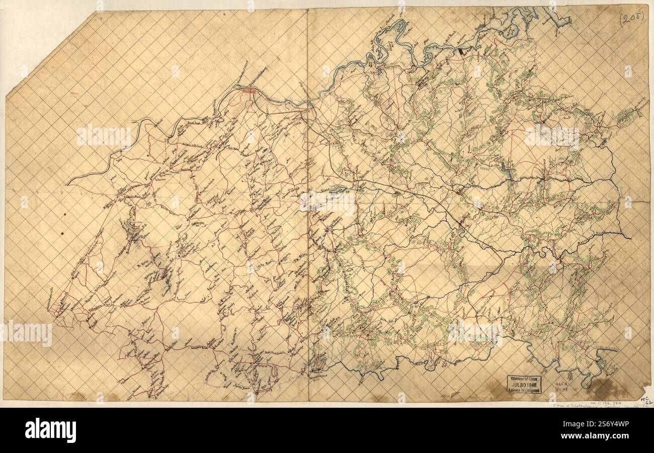 [Map of Spotsylvania and Caroline Counties, Virginia]. 1860 Stock Photo ...