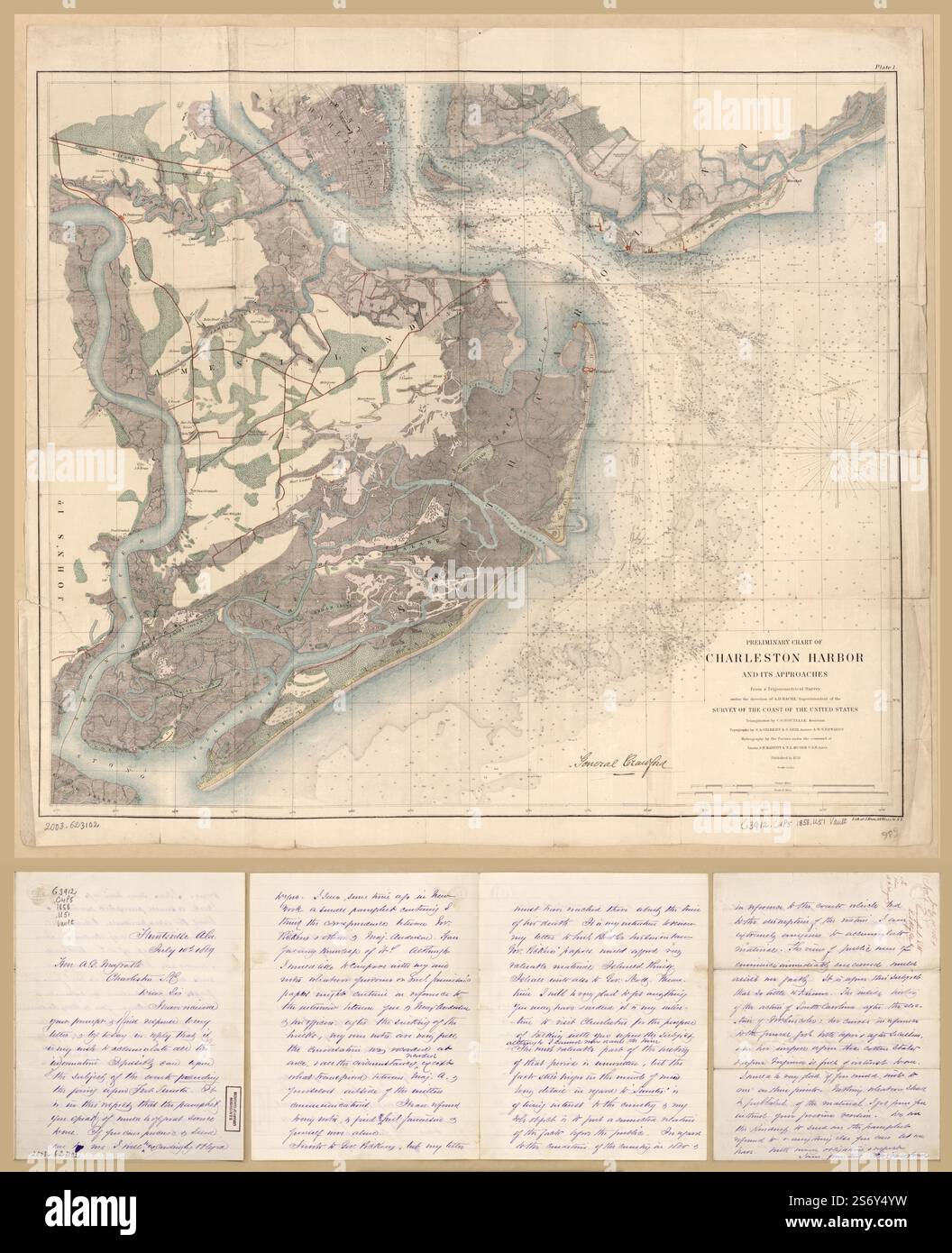 Preliminary chart of Charleston Harbor and its approaches 1858 by ...
