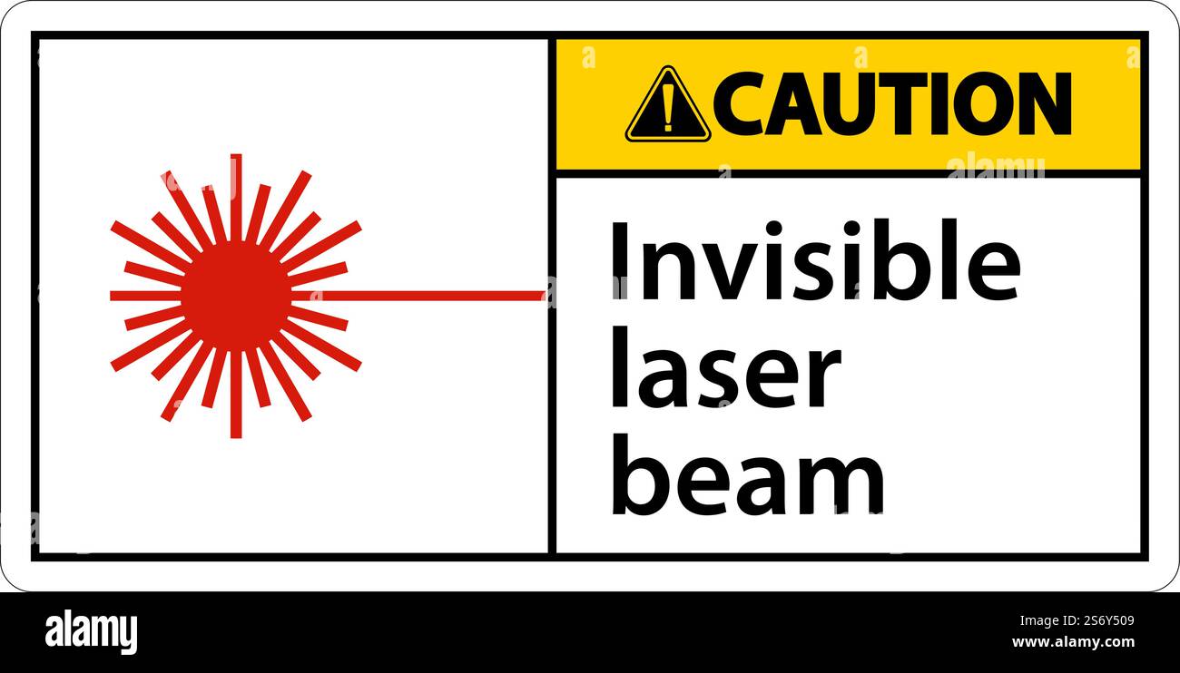 Caution Sign invisible laser beam On White Background Stock Vector ...