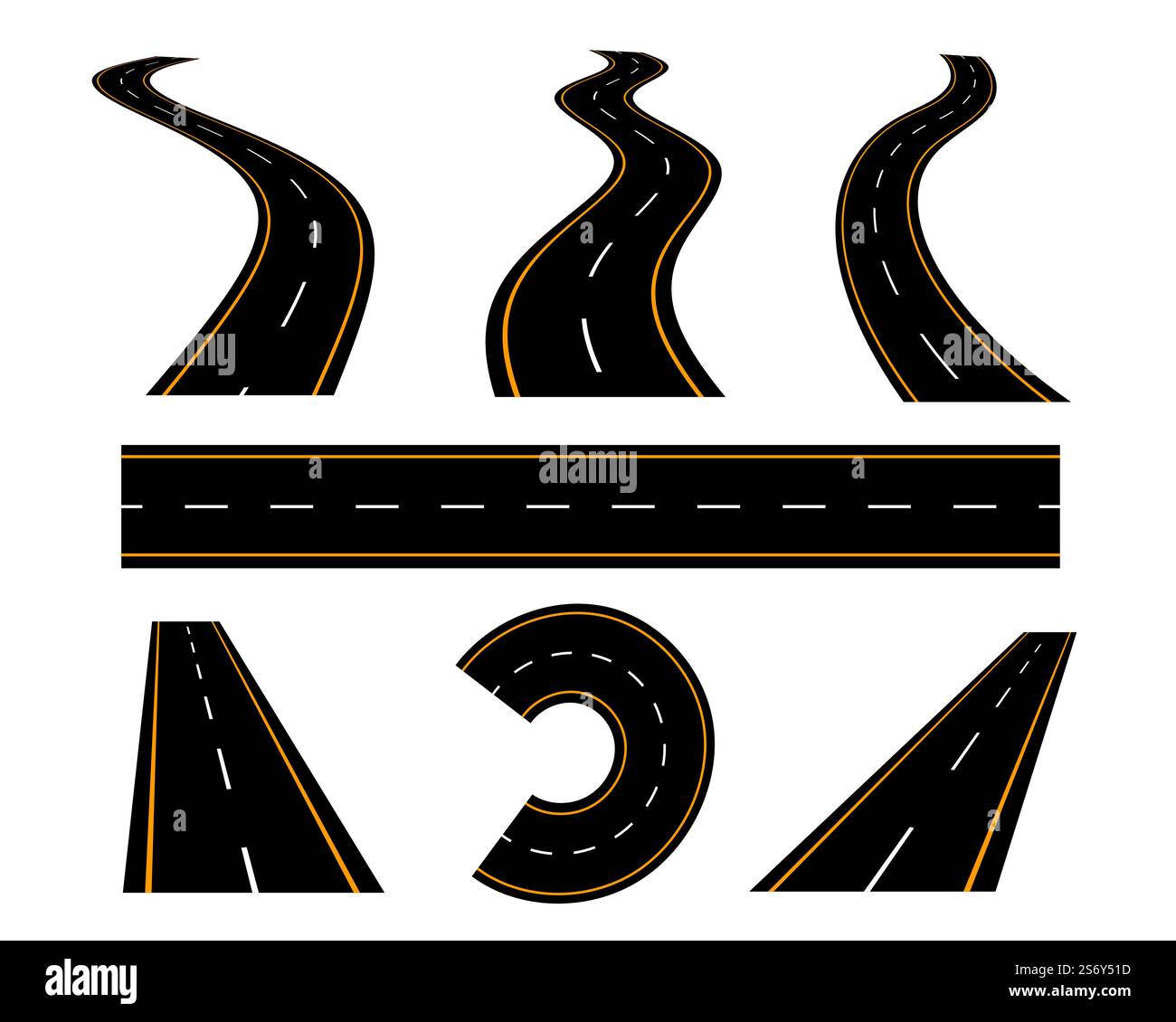 tracks and winding road curve pathway set Stock Vector Image & Art - Alamy