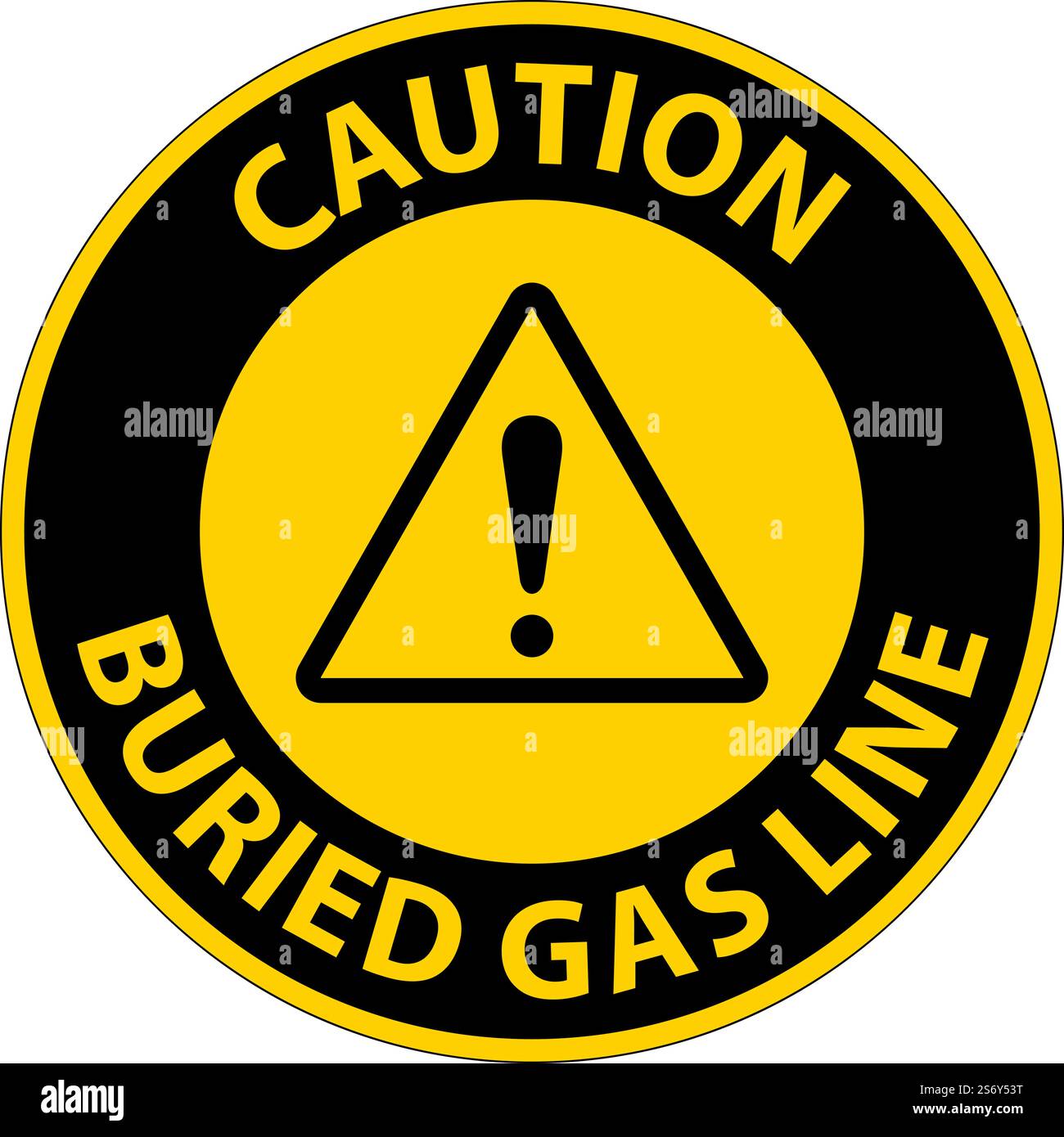 Caution Sign buried gas line On White Background Stock Vector Image ...