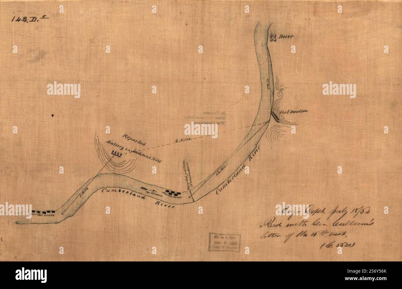 [Map of the environs of Fort Donelson, Tennessee, Feb. 1862]. 1862 by ...