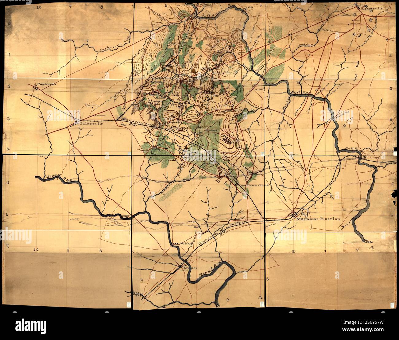 [Map of the Manassas battlefield area in Northern Virginia 1860 by ...