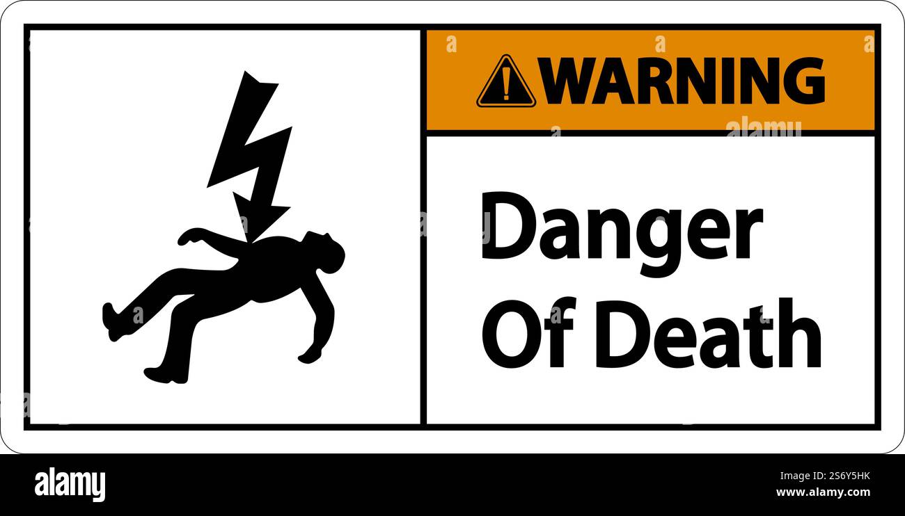 Warning Of Death Sign On White Background Stock Vector Image & Art - Alamy