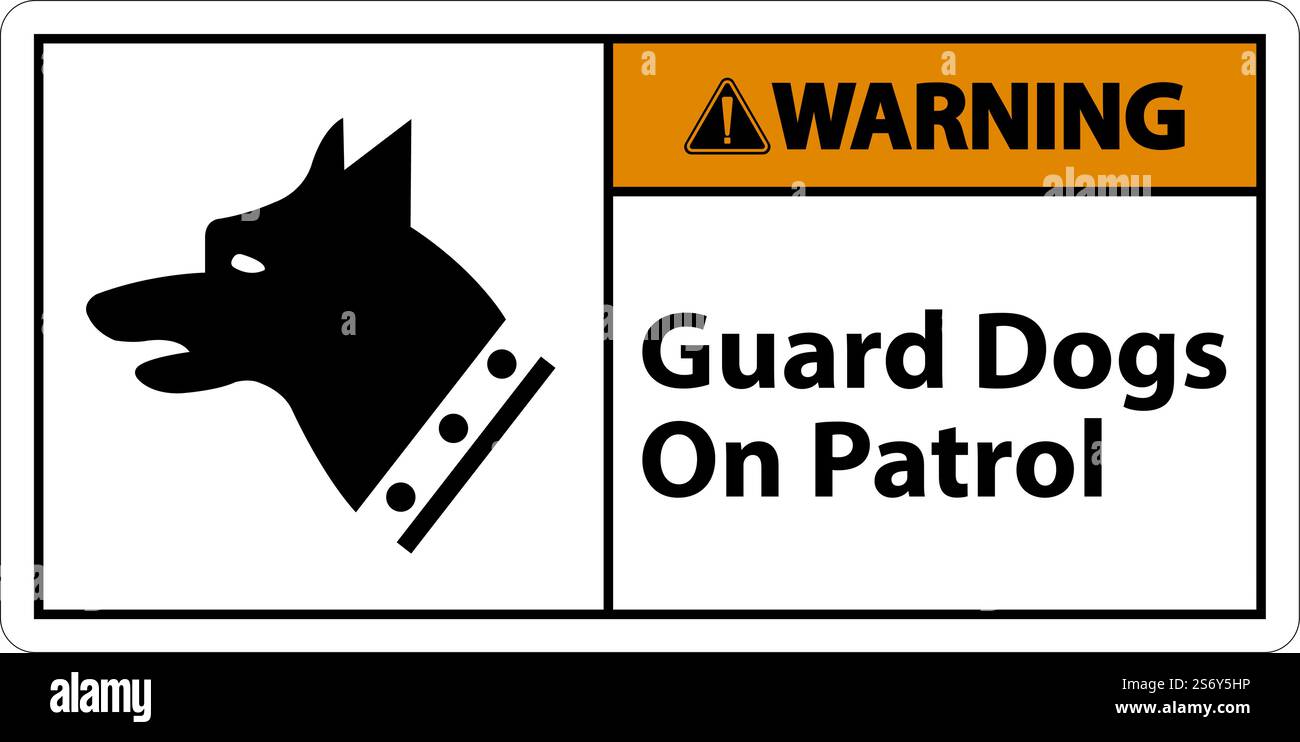 Warning Guard Dogs On Patrol Symbol Sign On White Background Stock ...
