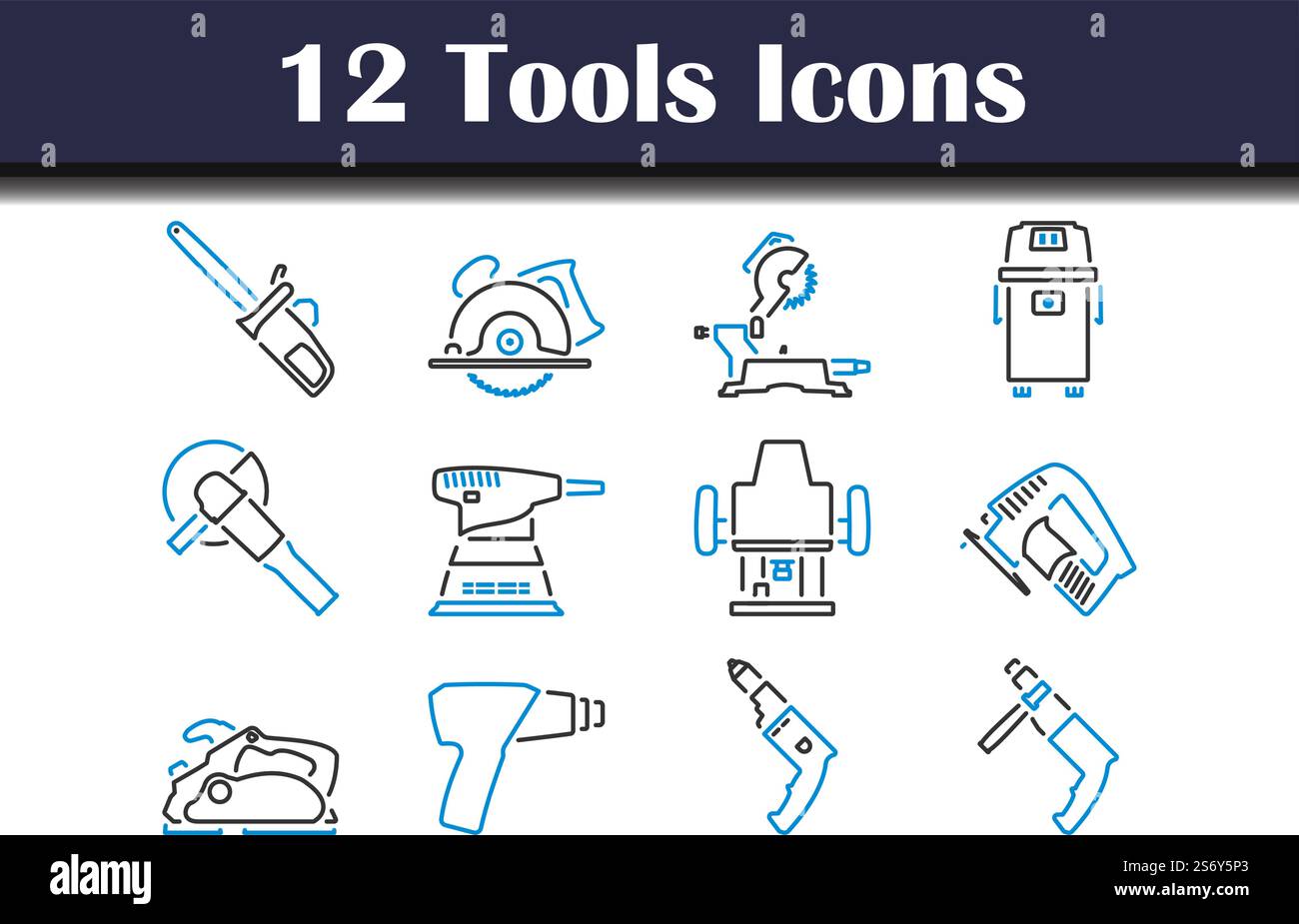 Tools Icon Set. Editable Bold Outline With Color Fill Design. Vector ...