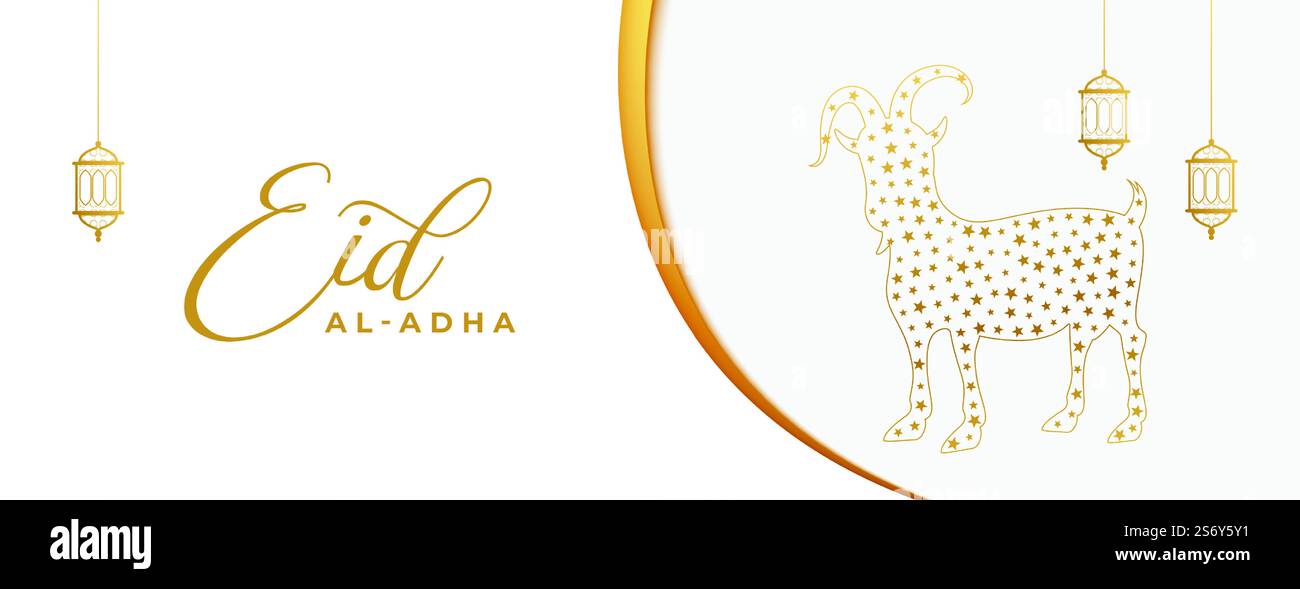 eid al adha bakrid festival white and golden banner Stock Vector Image ...