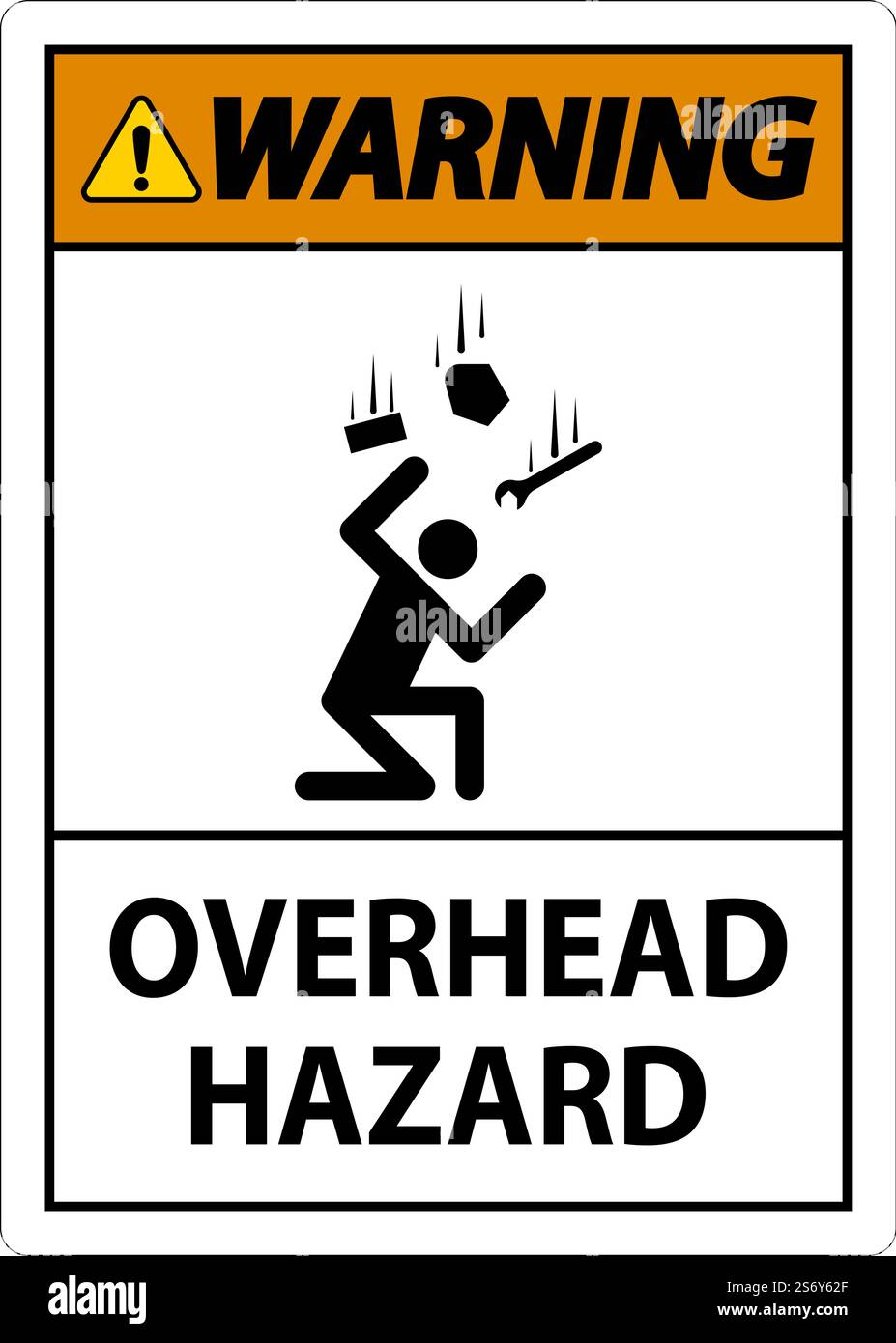 Warning Overhead Hazard Sign On White Background Stock Vector Image ...