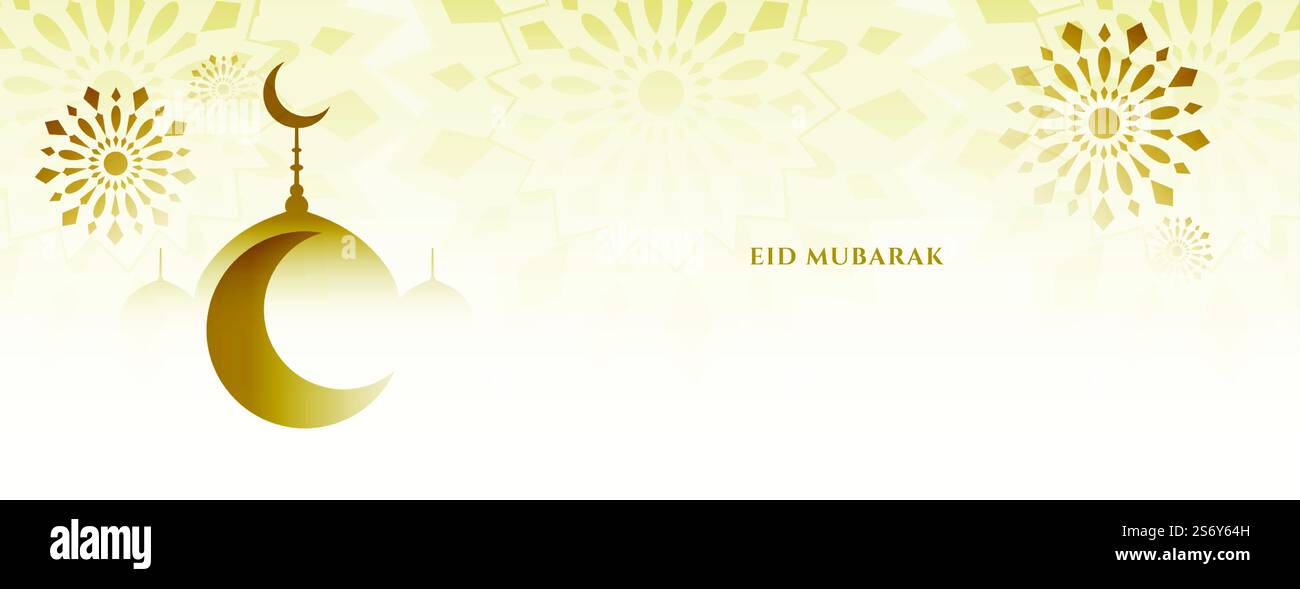 nice eid festival wishes banner with moon and mosque design Stock ...