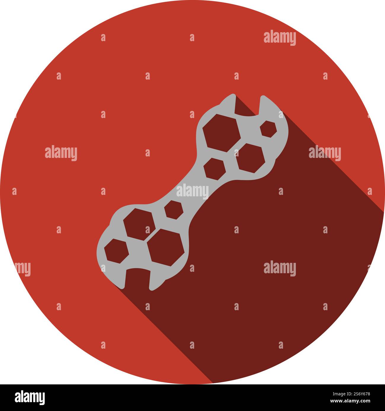 Bike Spanner Icon. Flat Circle Stencil Design With Long Shadow. Vector ...