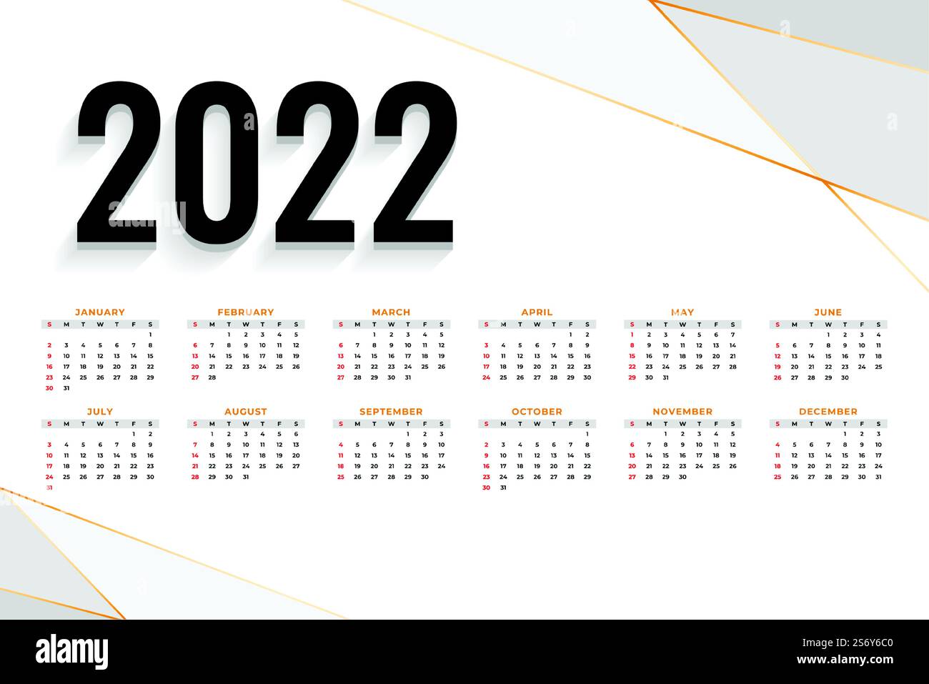 clean 2022 new year calendar design template Stock Vector Image & Art ...