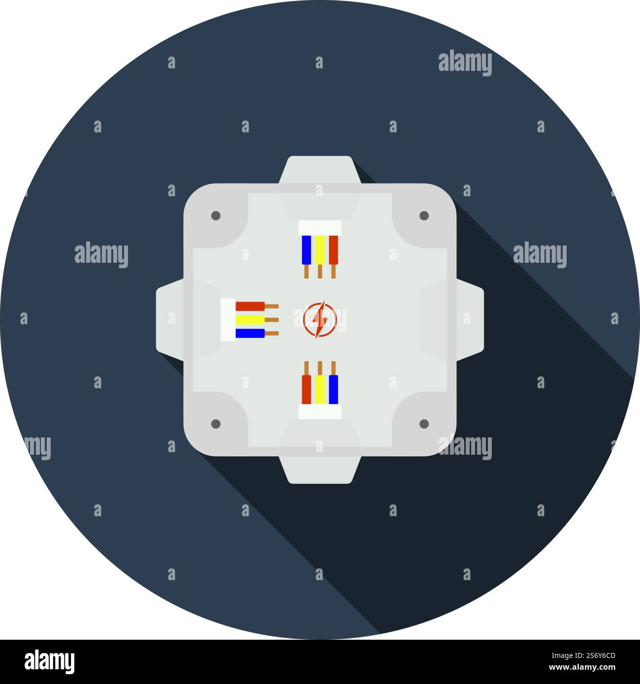 Electrical Junction Box Icon. Flat Circle Stencil Design With Long ...