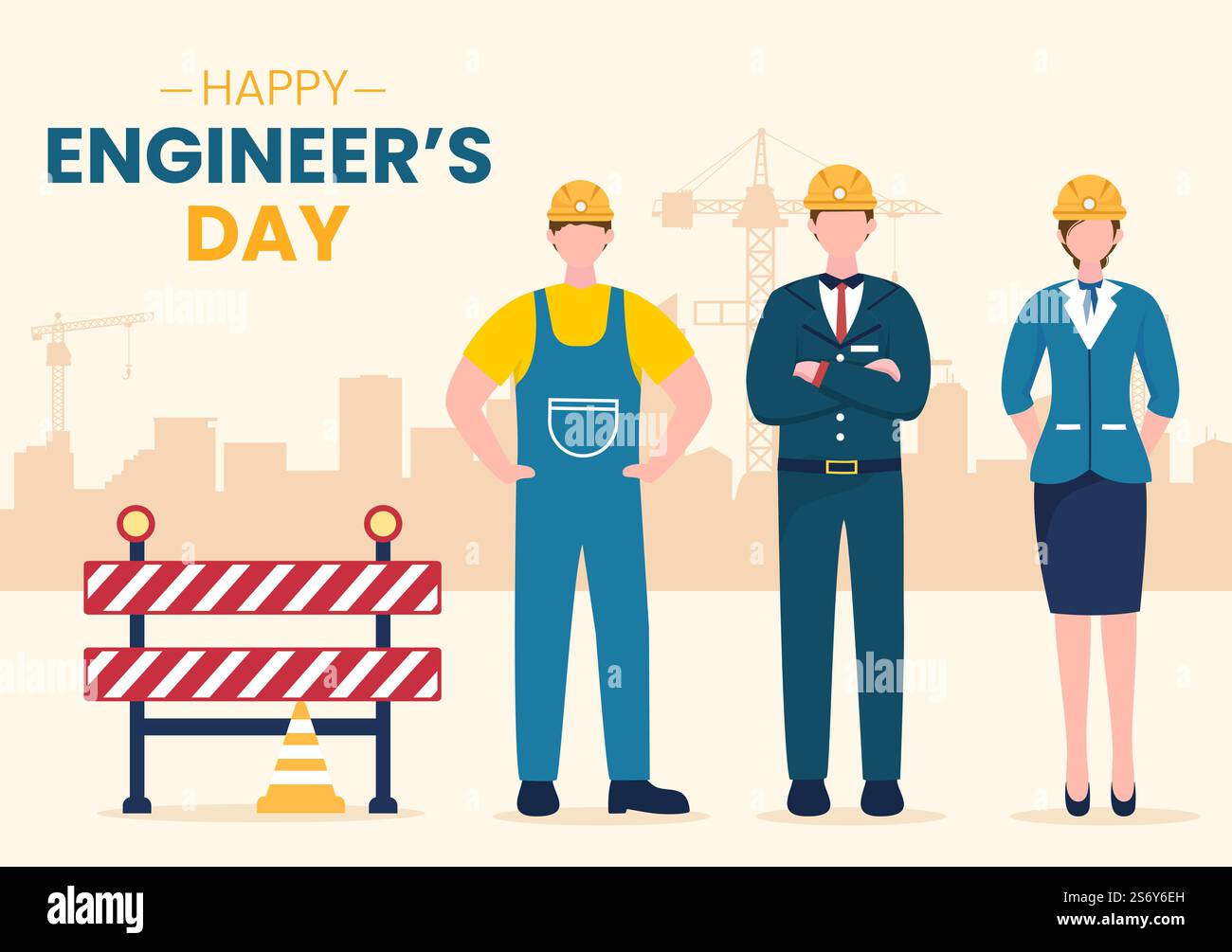 Happy Engineers Day Illustration Commemorative for Engineer with Worker ...