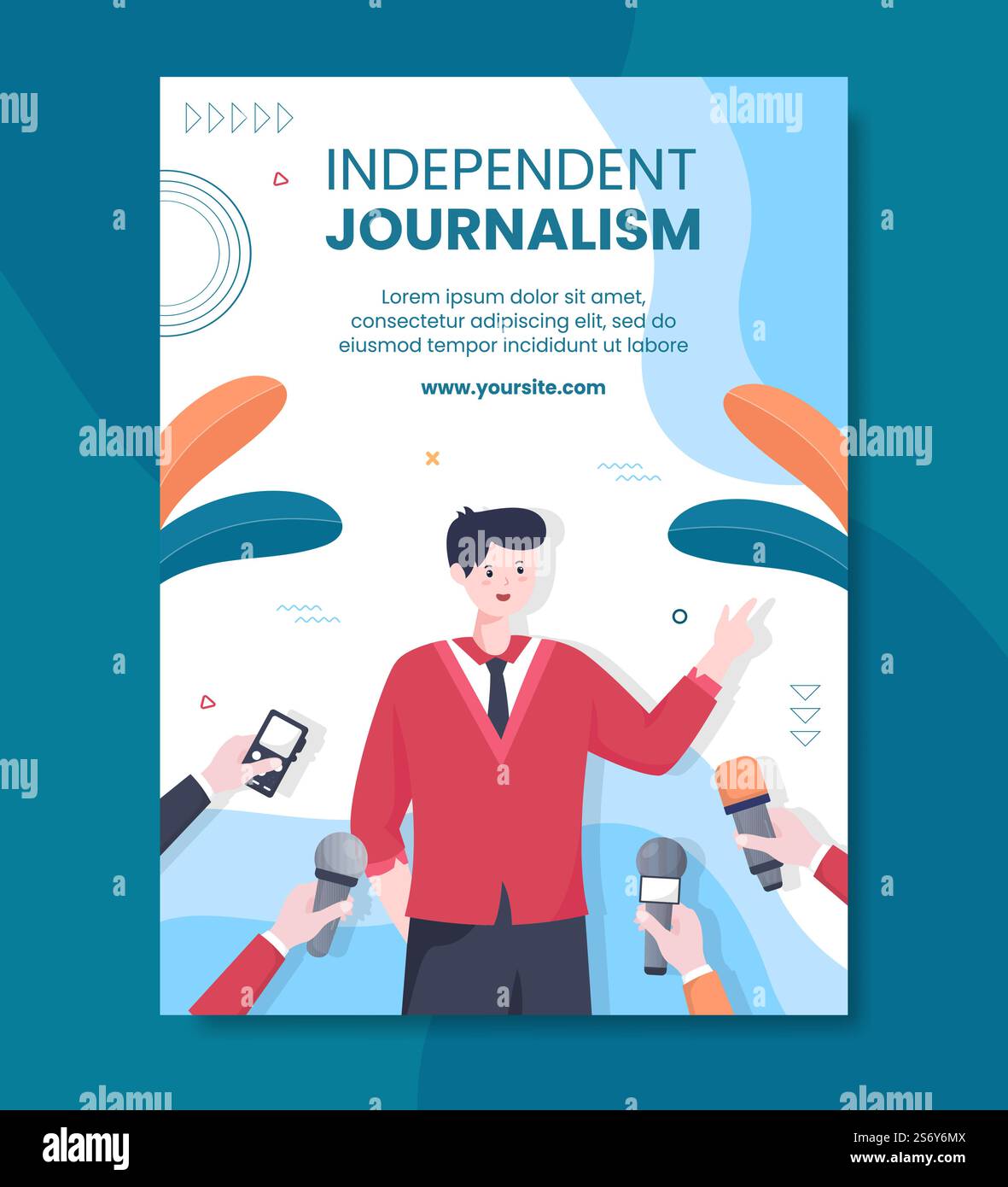 Journalism or Social Broadcasting Poster Template Flat Cartoon ...