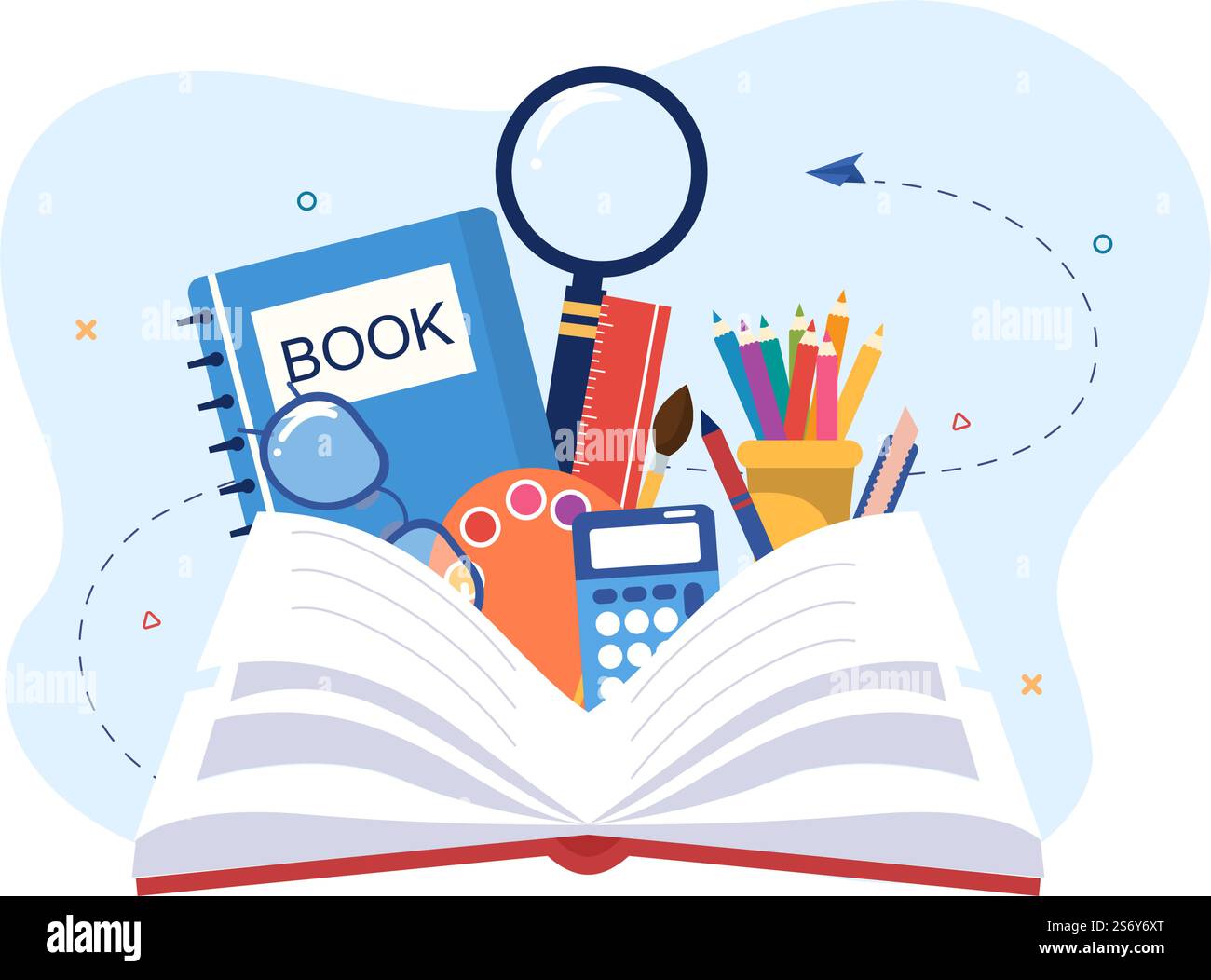 Stationery Set with Globe, Backpack, Book, Notebook, Ruler, Pencil, Pen ...