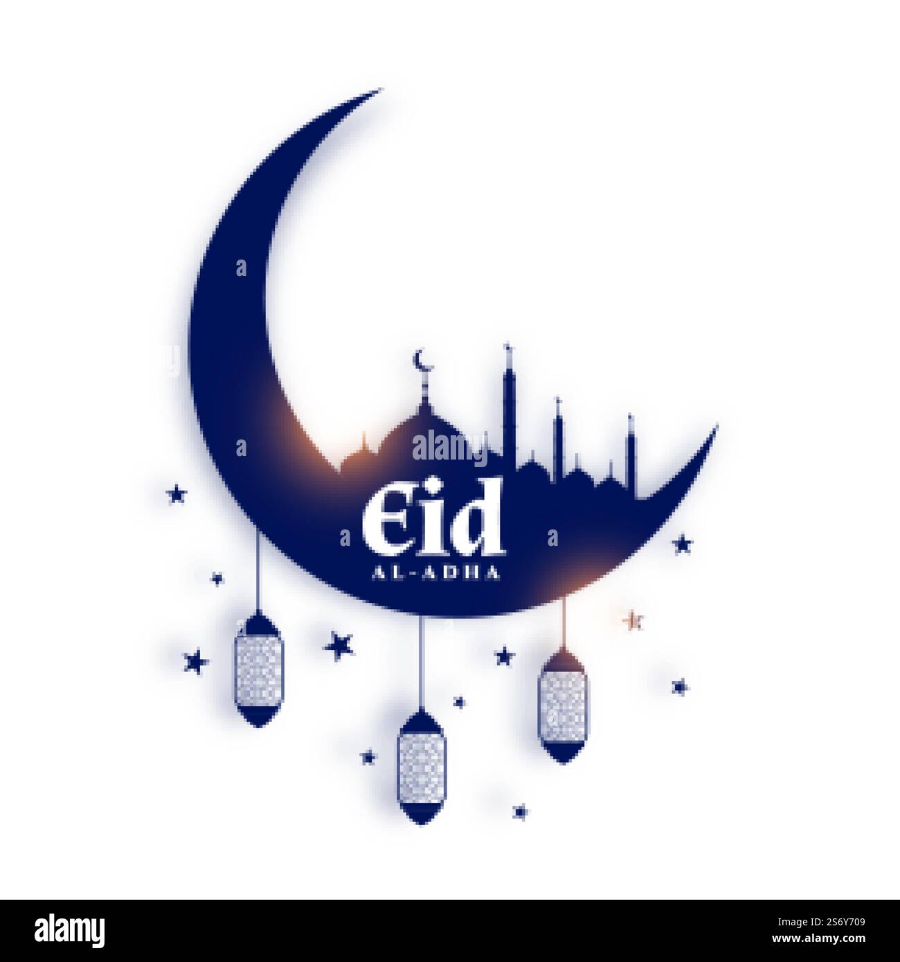 eid al adha bakrid festival islamic moon and lantern card design Stock ...