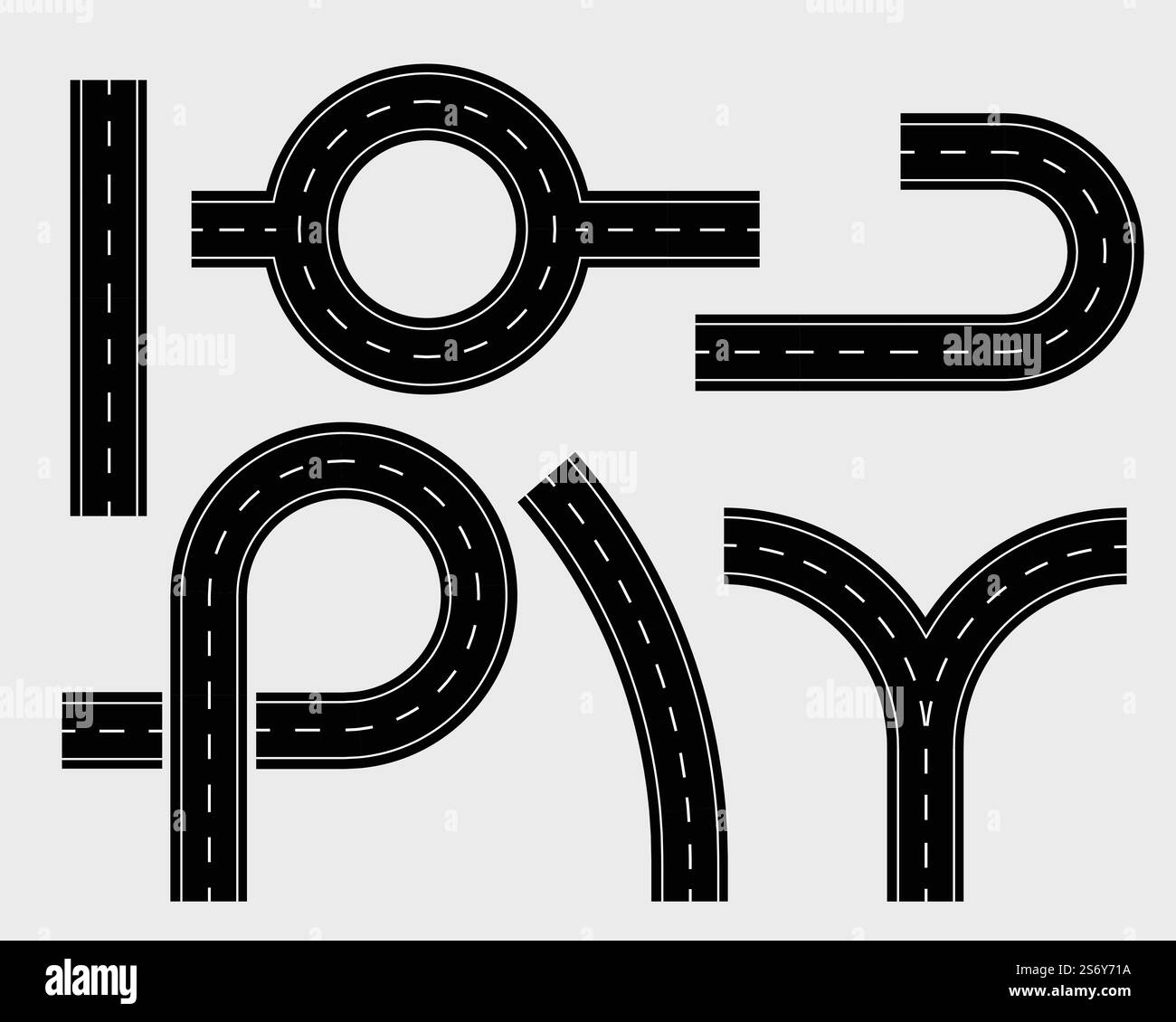 road elements set of tracks and winding curve Stock Vector Image & Art ...