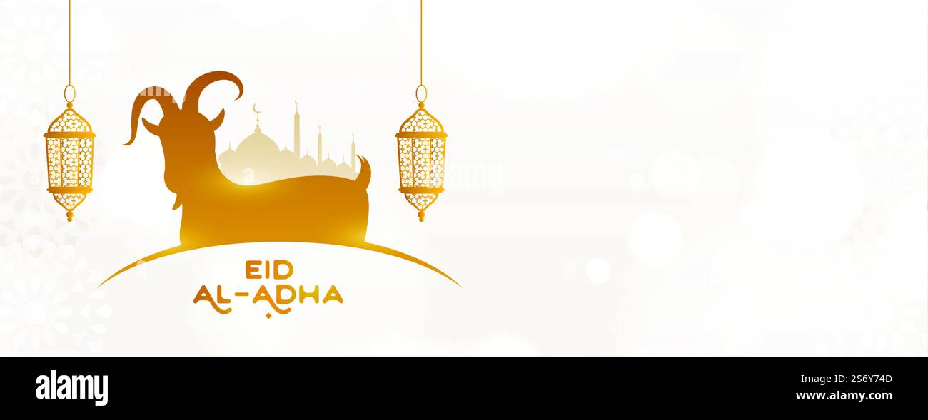 happy bakrid golden and white banner with text space Stock Vector Image ...