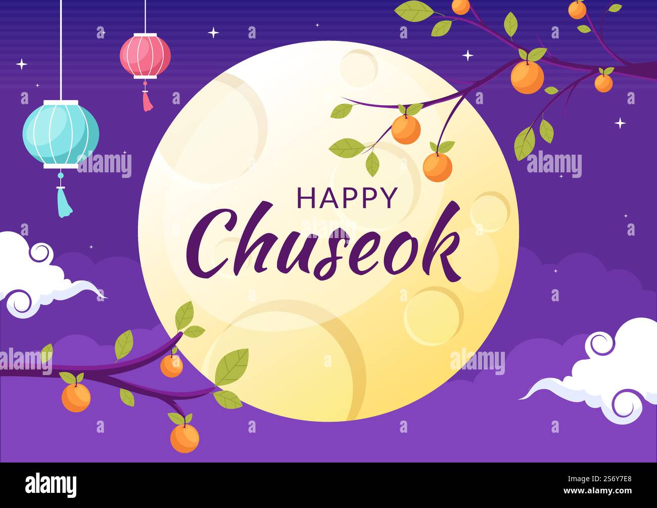 Happy Chuseok Day in Korea for Thanksgiving with Calligraphy Text, Full ...