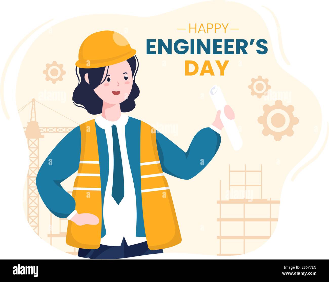 Happy Engineers Day Illustration Commemorative for Engineer with Worker ...