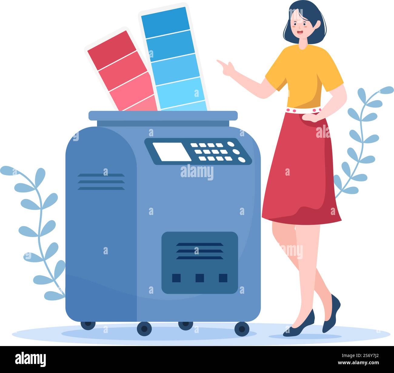 Print Shop Illustration with Production Process at Printing House and ...