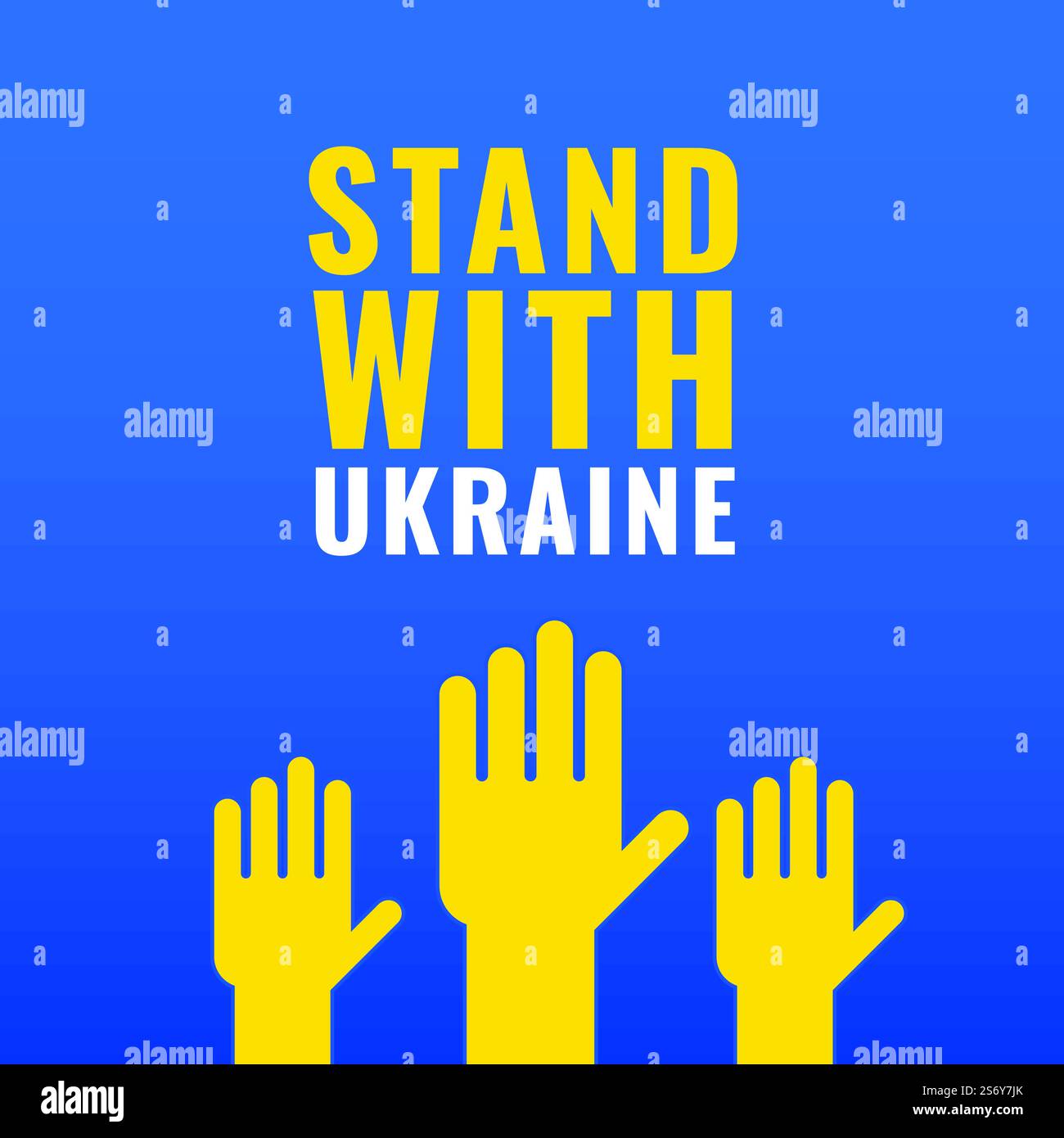 save and stand with ukraine concept poster with raising hands Stock ...