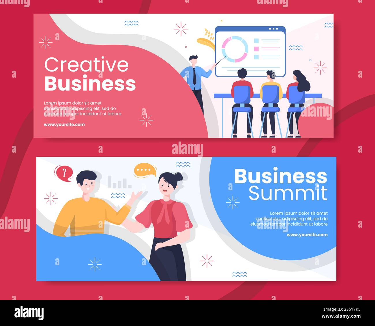 Business Seminar Banner Template Flat Cartoon Background Vector ...