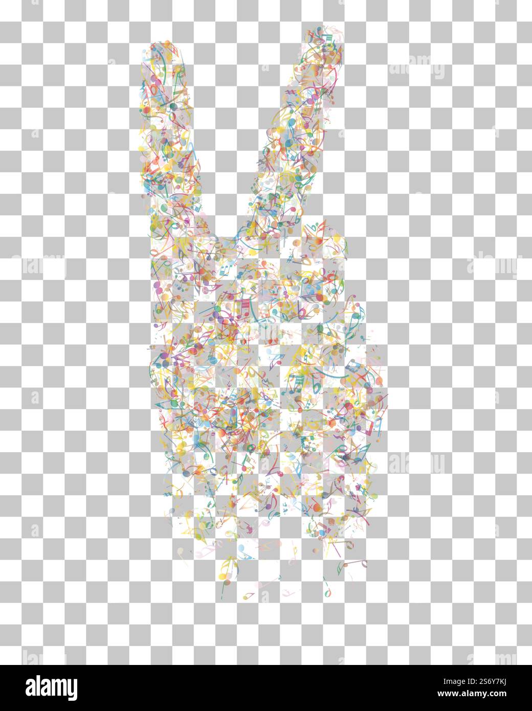 Musical Design From Musical Notes Elements And Hand in Victory Gesture ...