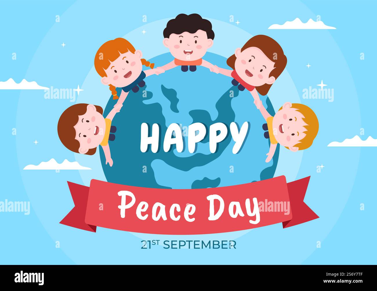 International Peace Day Cartoon Illustration with Hands, Cute Children ...