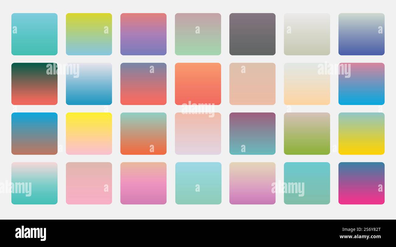 colorful gradients in different color themes and shades big set Stock ...