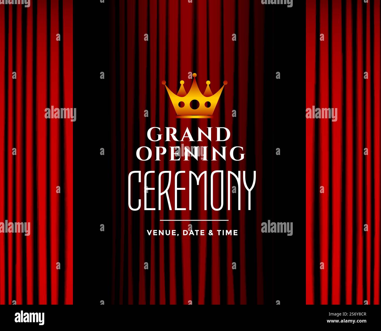 grand opening ceremony background with red curtains Stock Vector Image ...