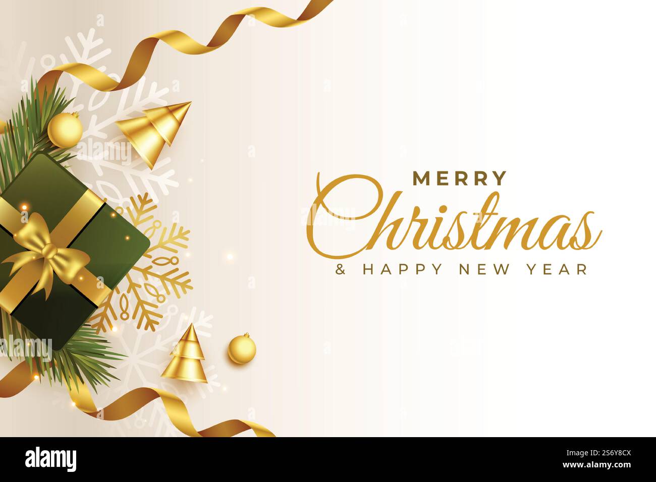 christmas background with 3d realistic elements including gift box tree ...