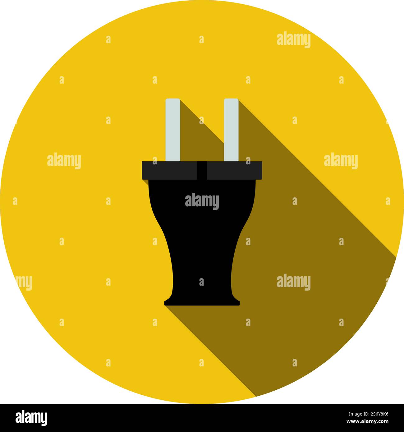 Electrical Plug Icon. Flat Circle Stencil Design With Long Shadow ...
